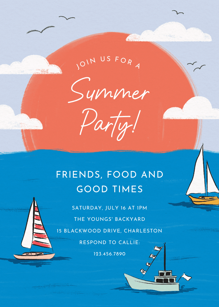 Sail Away - Pool Party Invitation Template (Free) | Greetings Island